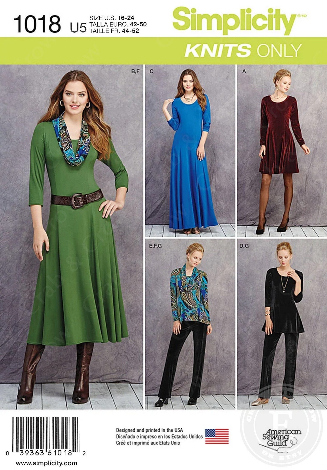 Simplicity 1018 Sewing Pattern Misses Knit Dress in Three Lengths Tunic ...