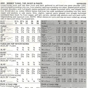 Butterick 6261 Sewing Pattern Misses Vintage 80s Tunic Top Skirt and ...