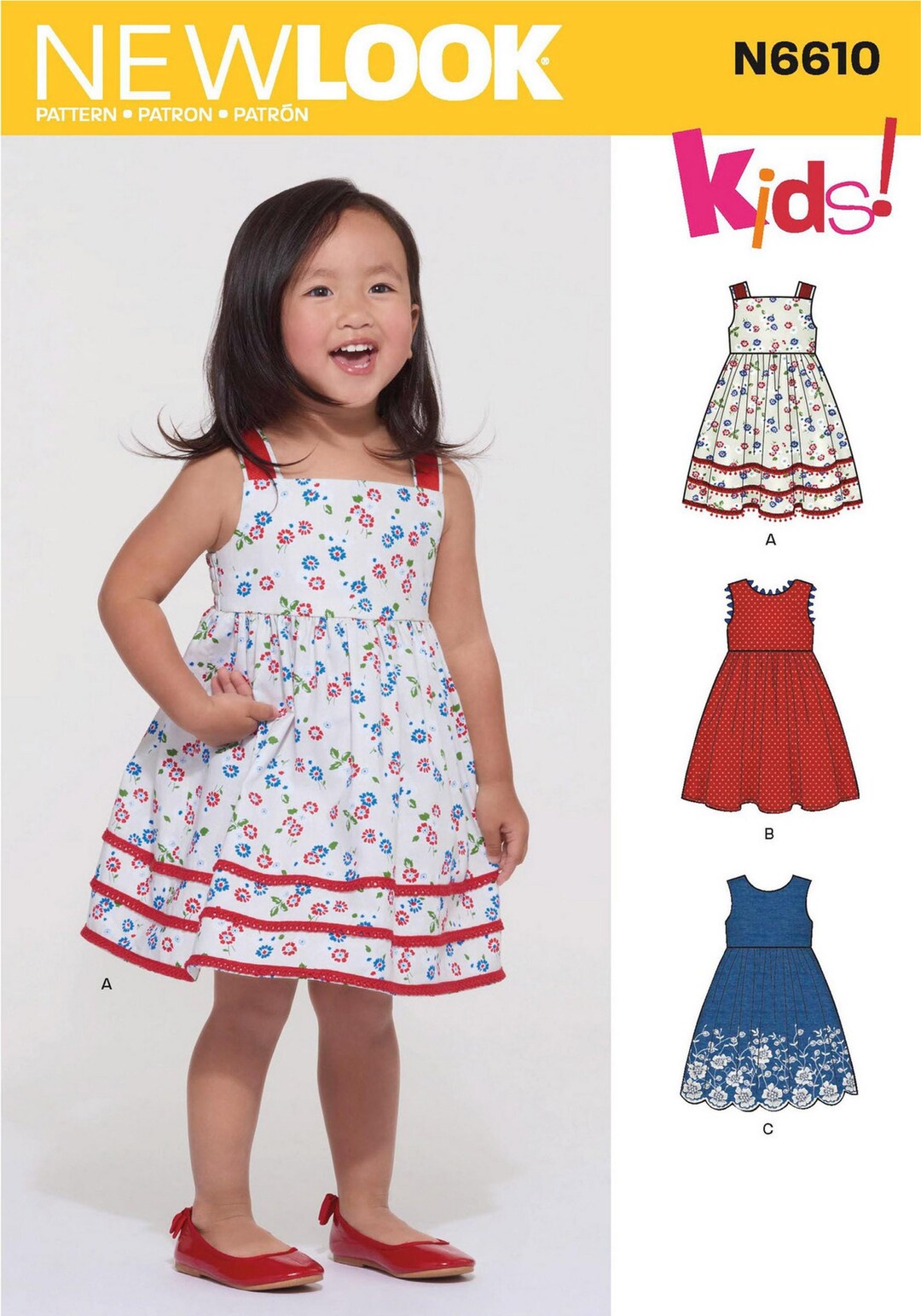 New Look N6610 Sewing Pattern for Toddler Girls Sleeveless Dress With ...