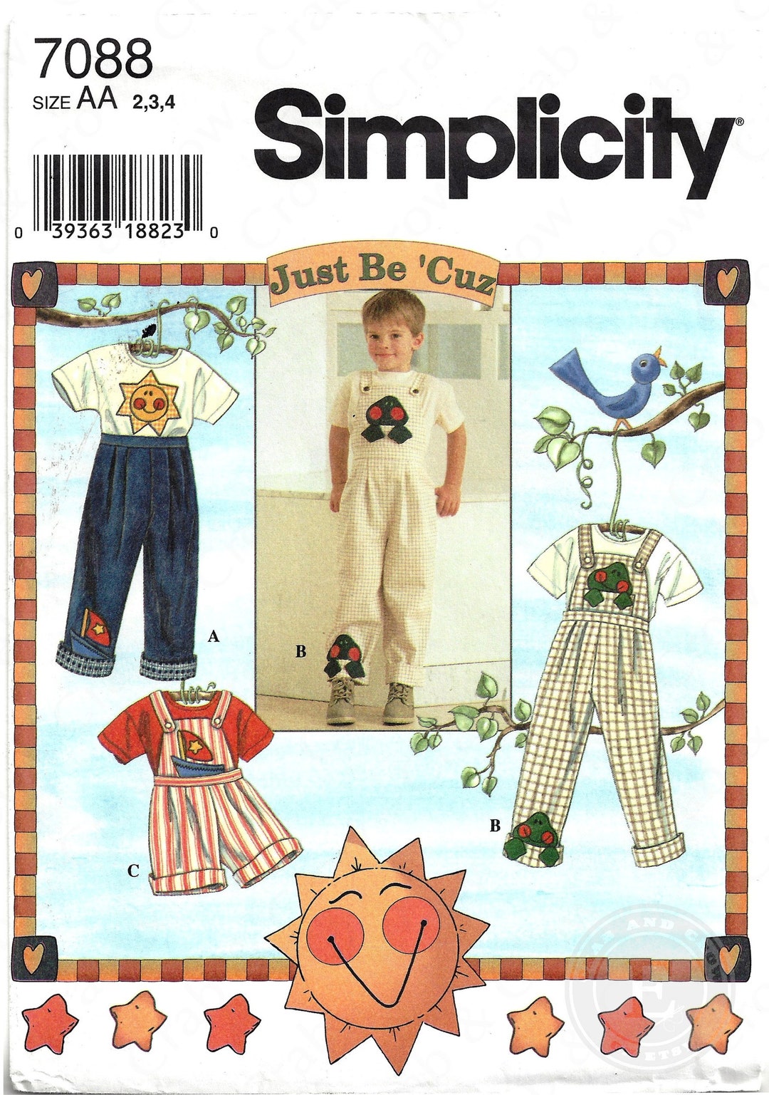 Simplicity 7088 Sewing Pattern Childs Pull on Pants Long or Short ... Simplicity 7088 Sewing Pattern Childs Pull on Pants Long or Short ...