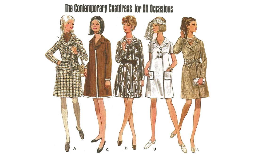 Butterick 5209 Sewing Pattern for Misses Vintage 60s Coatdress With ...