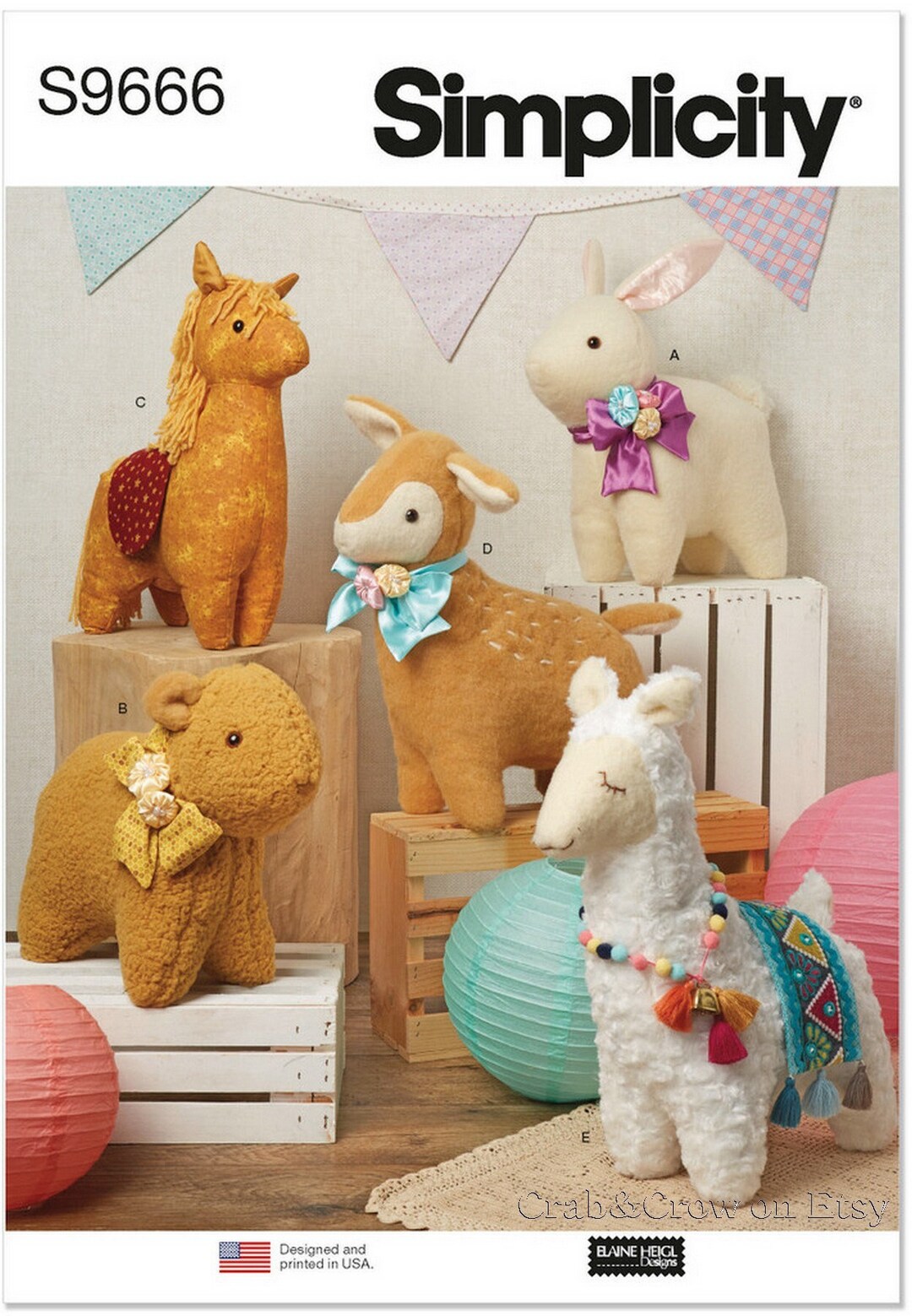 Simplicity S9666 Sewing Pattern for Stuffed Plush Animas Bunny Bear ...