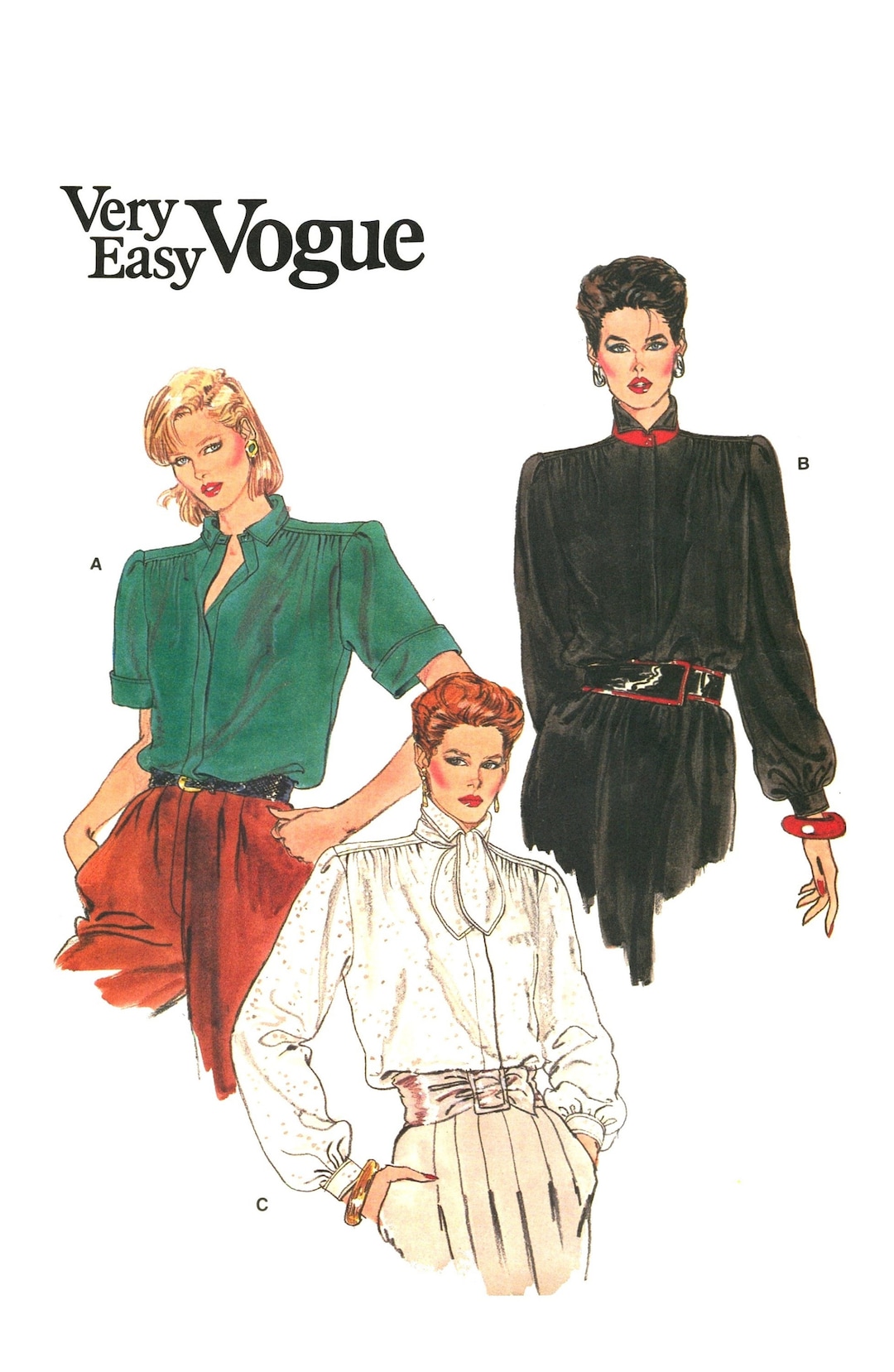 Vogue 8839 Sewing Pattern for Misses Vintage Loose Fitting Blouse With ...