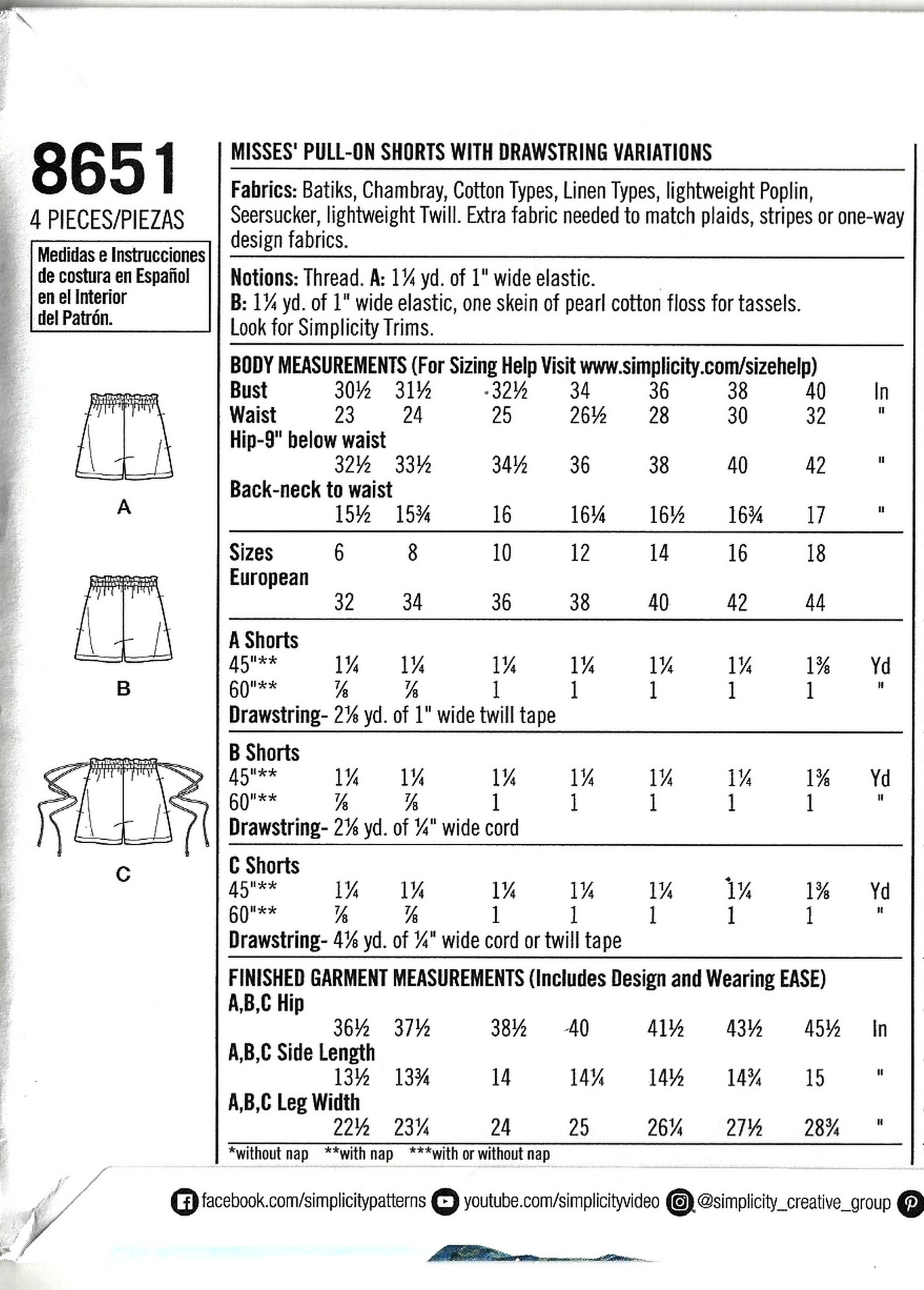 Simplicity 8651 Sewing Pattern Misses Learn to Sew Pull-on - Etsy