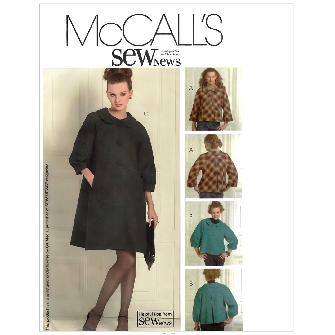 Mccalls M5480 Sewing Pattern Misses Lined Raglan Sleeve Swing Jackets ...