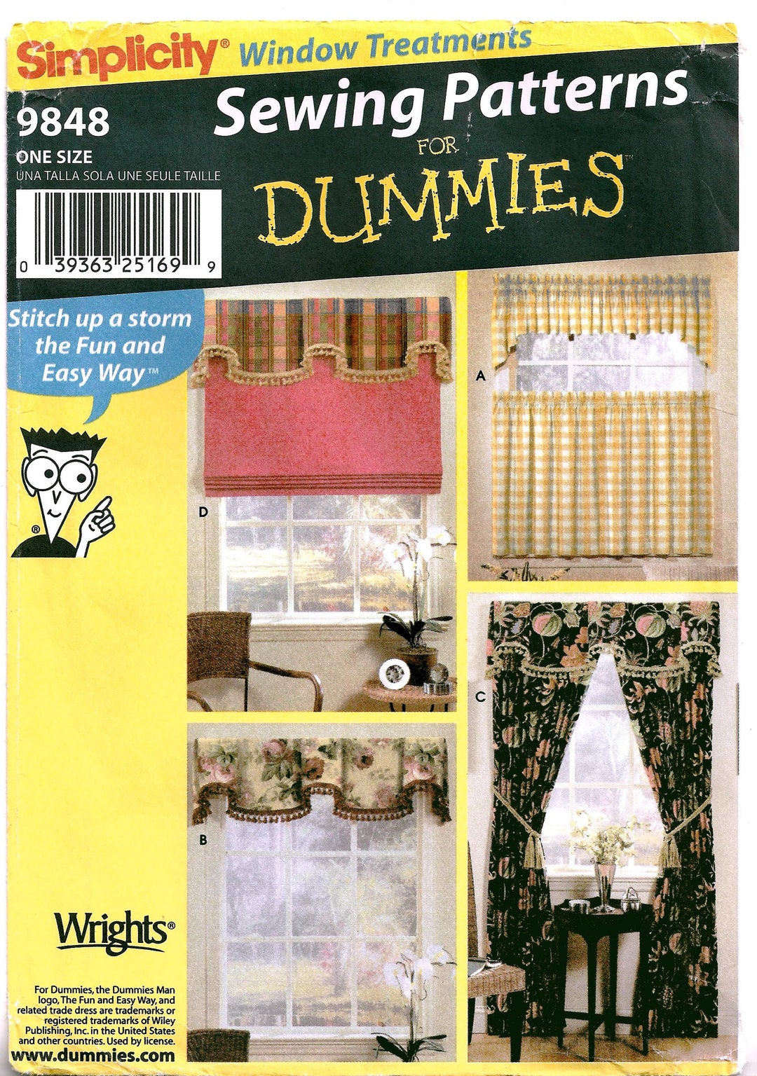 Simplicity 9848 Sewing Pattern for Dummies Window Treatments Valance ...