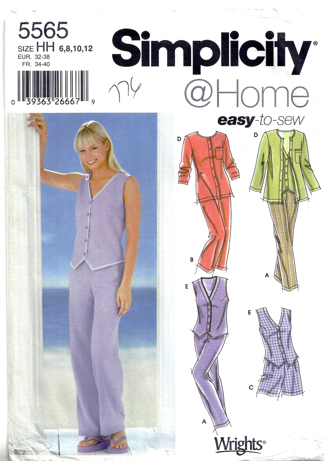 Simplicity 5565 Sewing Pattern Misses Easy to Sew Pants in Two Lengths ...