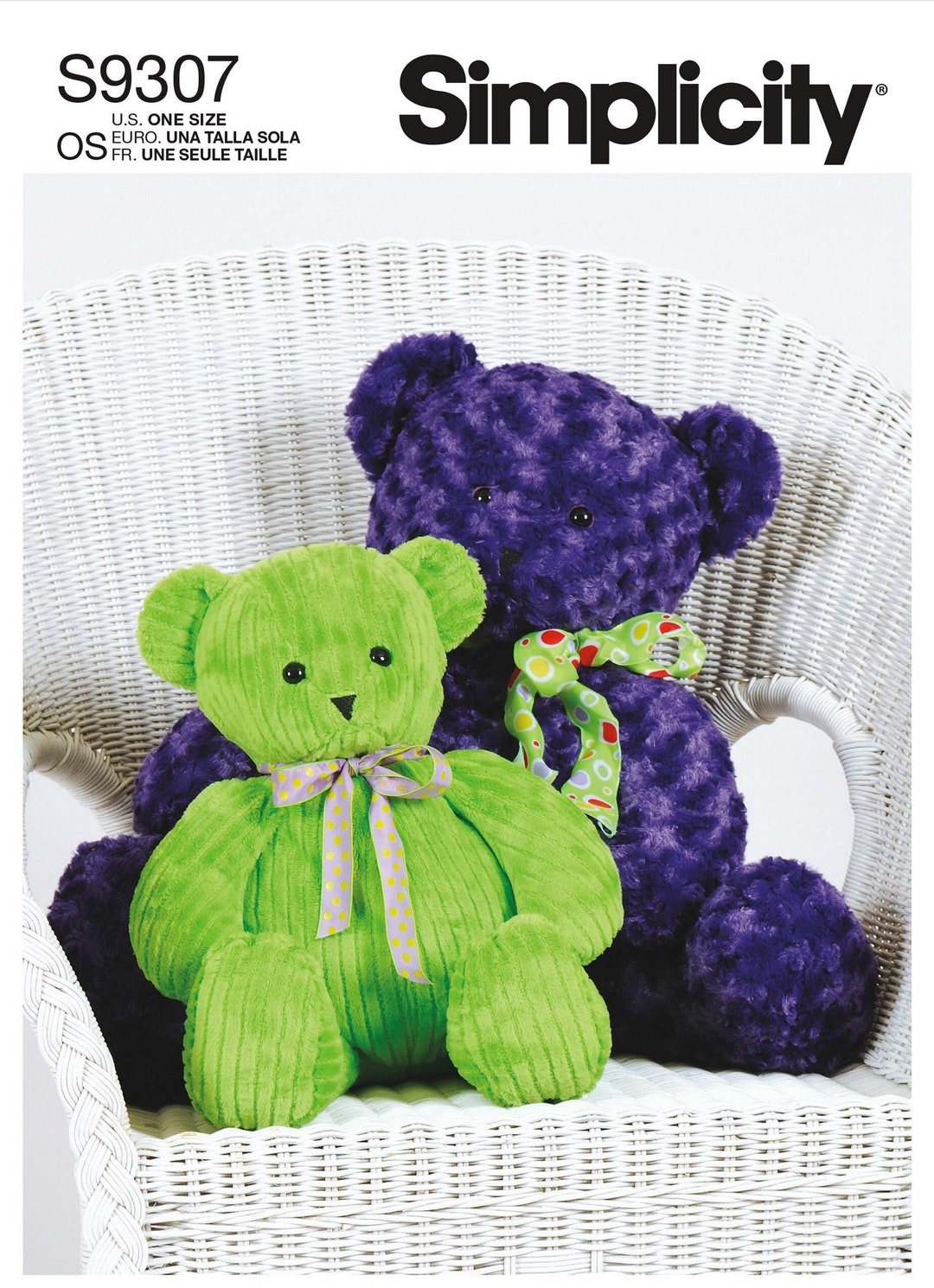 Simplicity S9307 Sewing Pattern for Plush Bears Stuffed Animals in Two ...