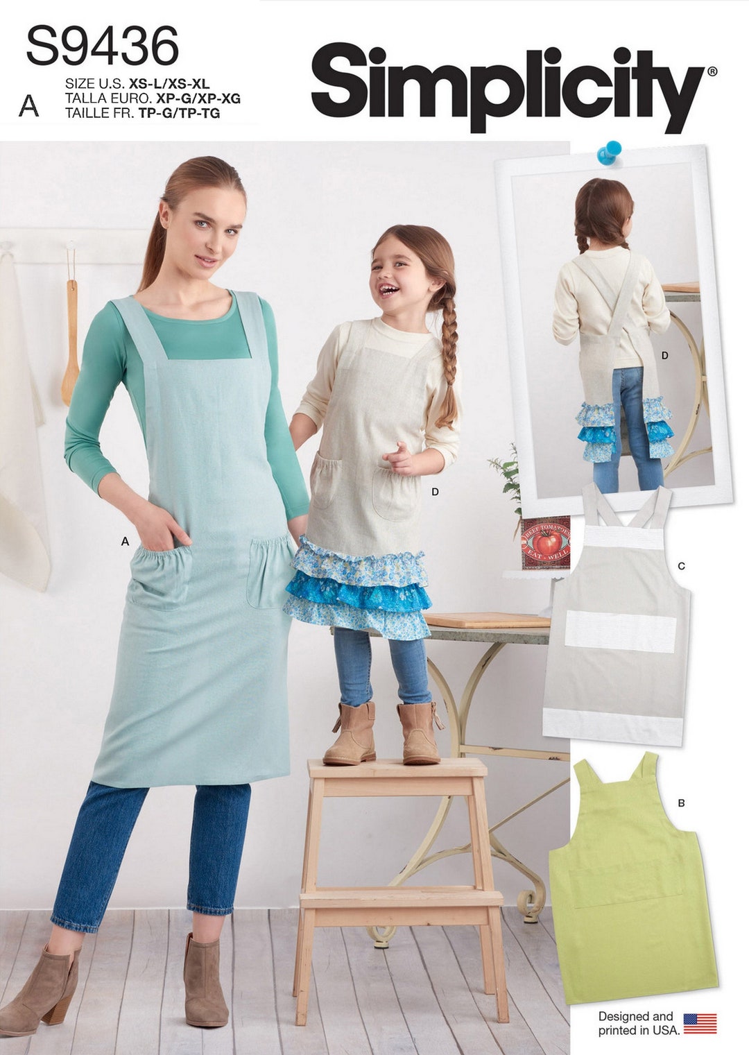 Simplicity S9436 Sewing Pattern Misses and Childrens Easy Bib Front ...