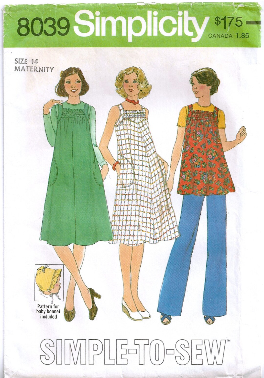 Simplicity 8039 Sewing Pattern Misses Vintage 70s Simple to Sew ...
