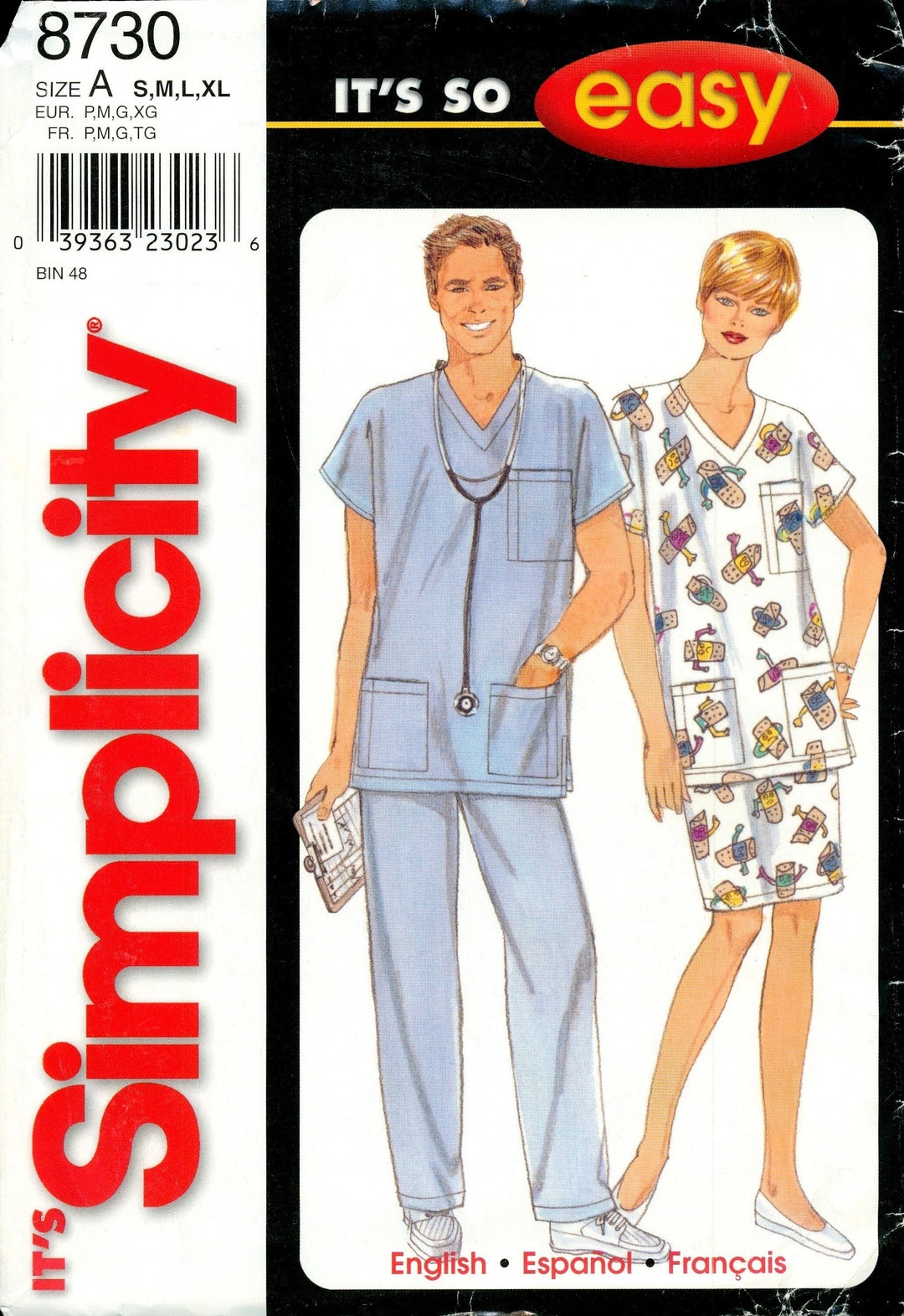 Simplicity 8730 Sewing Pattern Misses Mens Unisex Uniform Scrubs Top ...