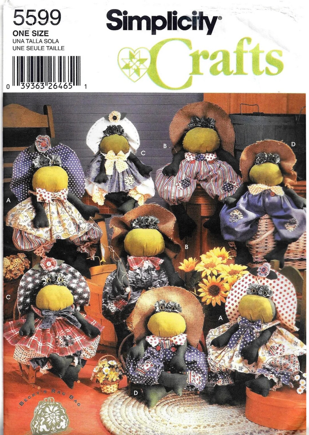 Simplicity 5599 Sewing Pattern for Stuffed Frogs and Clothes Two Sizes ...