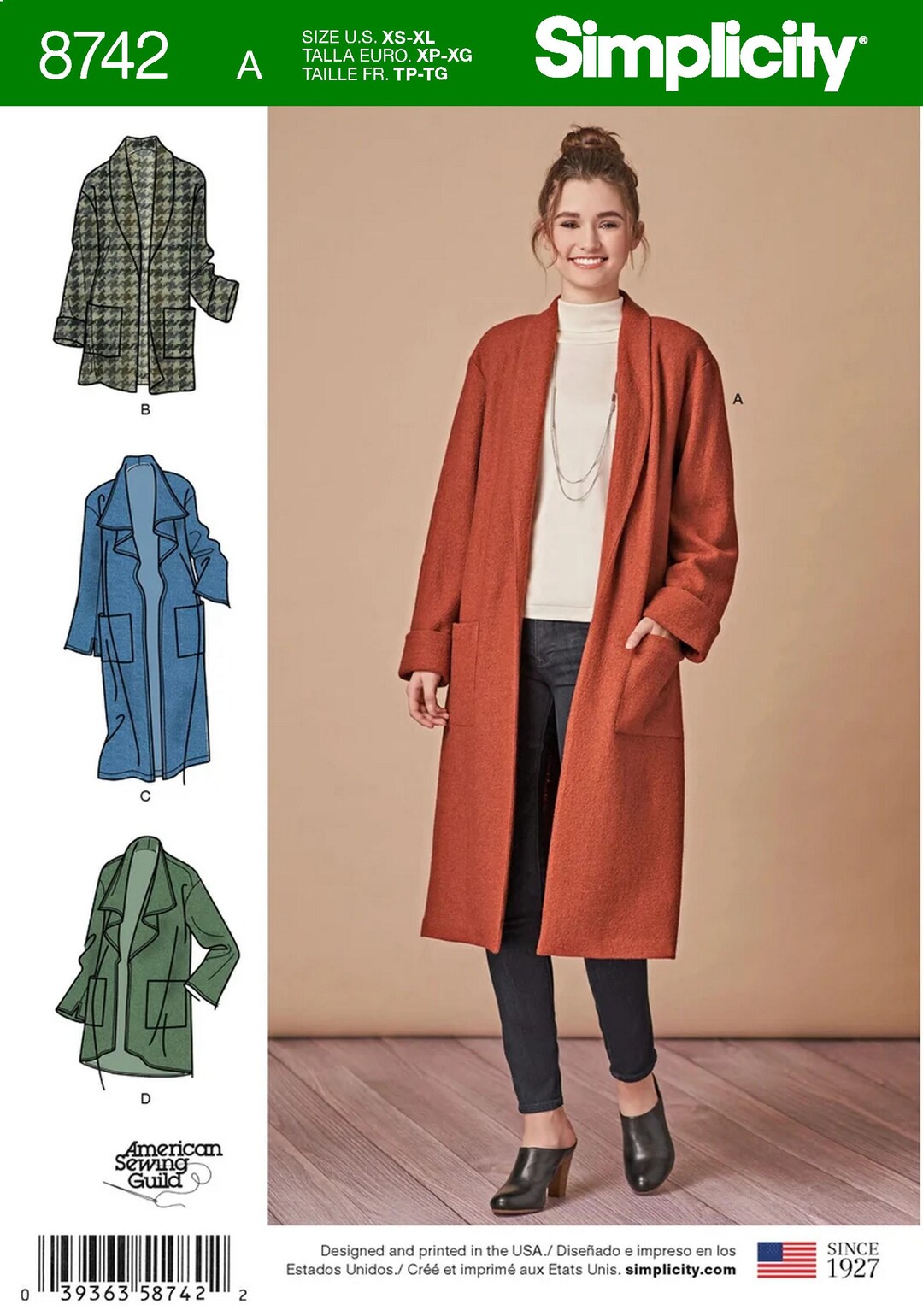 Simplicity 8742 Sewing Pattern Misses Cardigans Each in Two Lengths XS ...