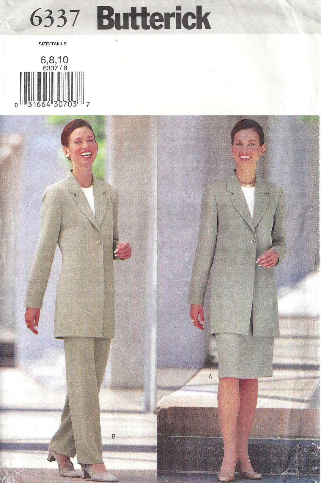Butterick 6337 Sewing Pattern Misses Easy Lined Below Hip Jacket ...