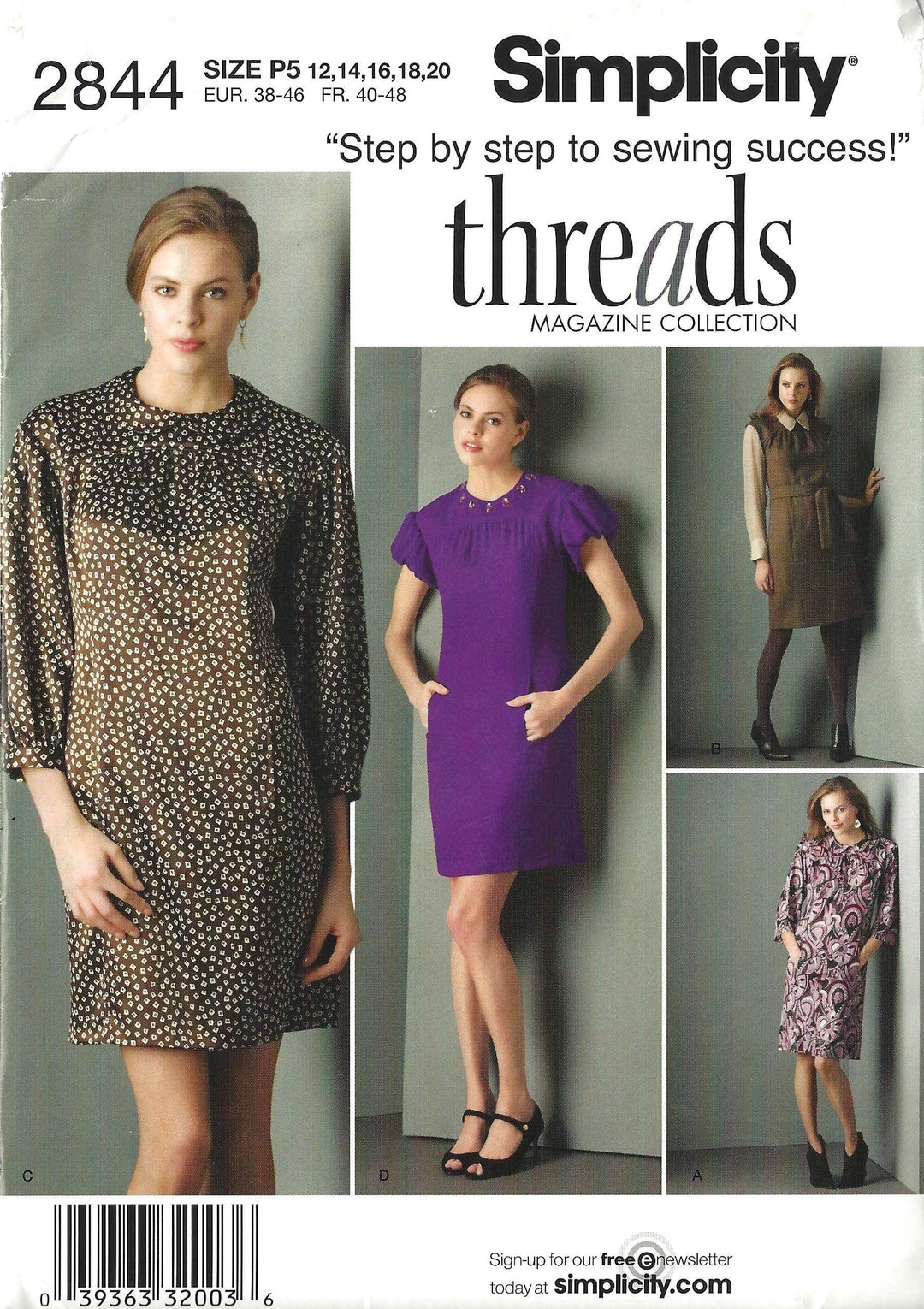 Simplicity 2844 Sewing Pattern Misses Dress in Two Lengths and Tie Belt ...