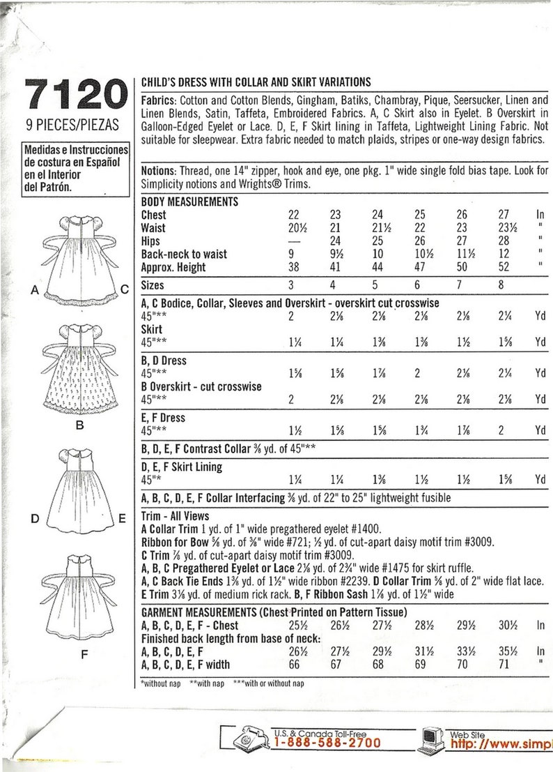 Simplicity 7120 Sewing Pattern Six Made Easy Girls Dresses - Etsy