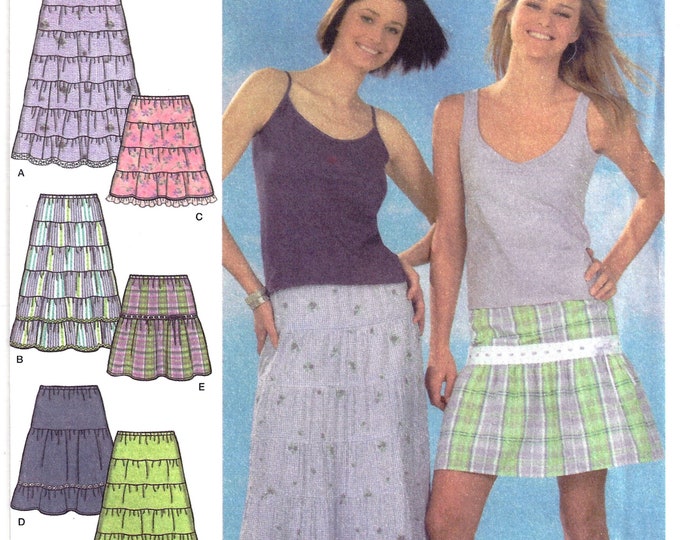 Simplicity 4595 Sewing Pattern Misses Tiered Skirts With Length ...