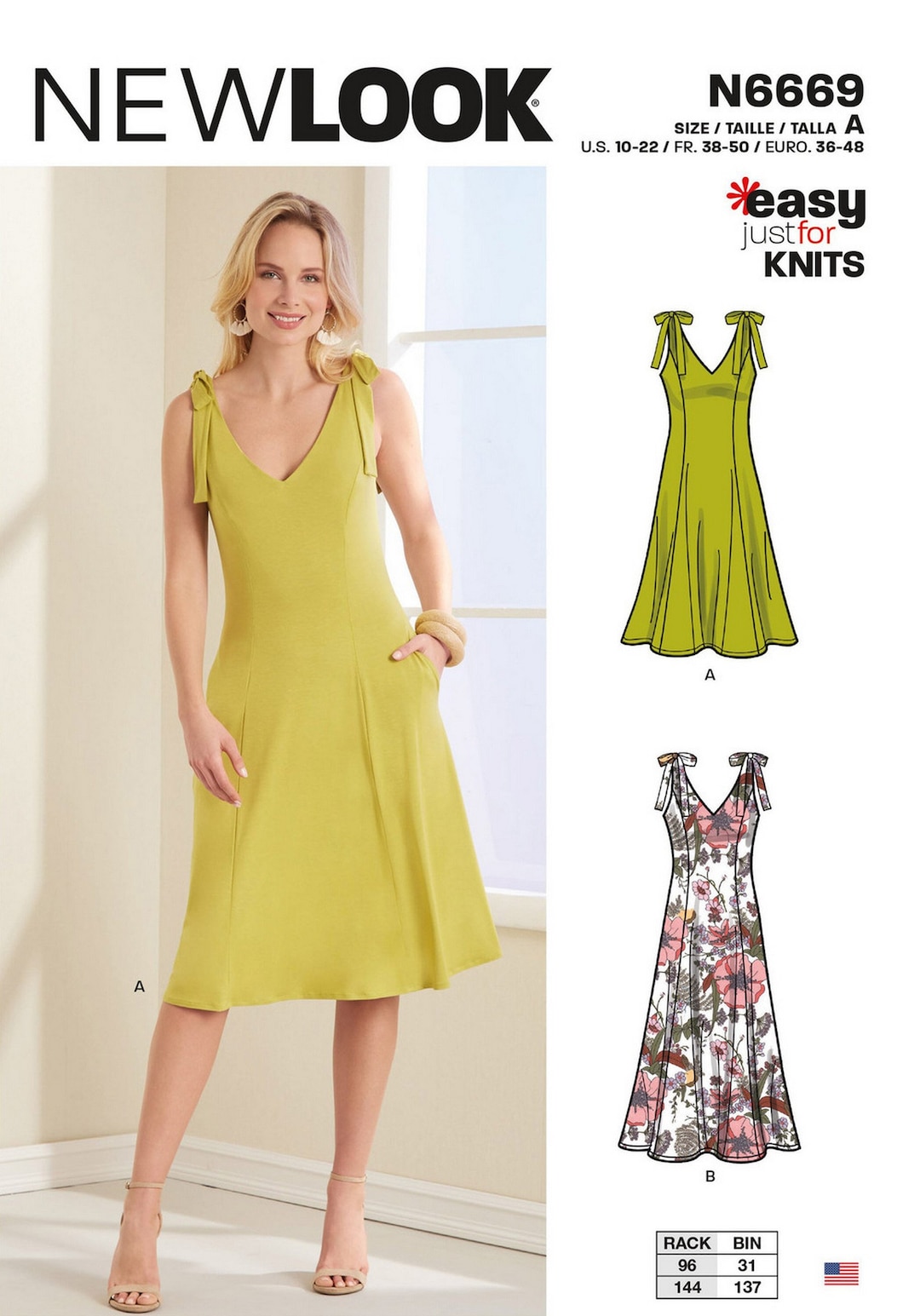 New Look N6669 Sewing Pattern Misses Easy Fit and Flared Knit Dress ...