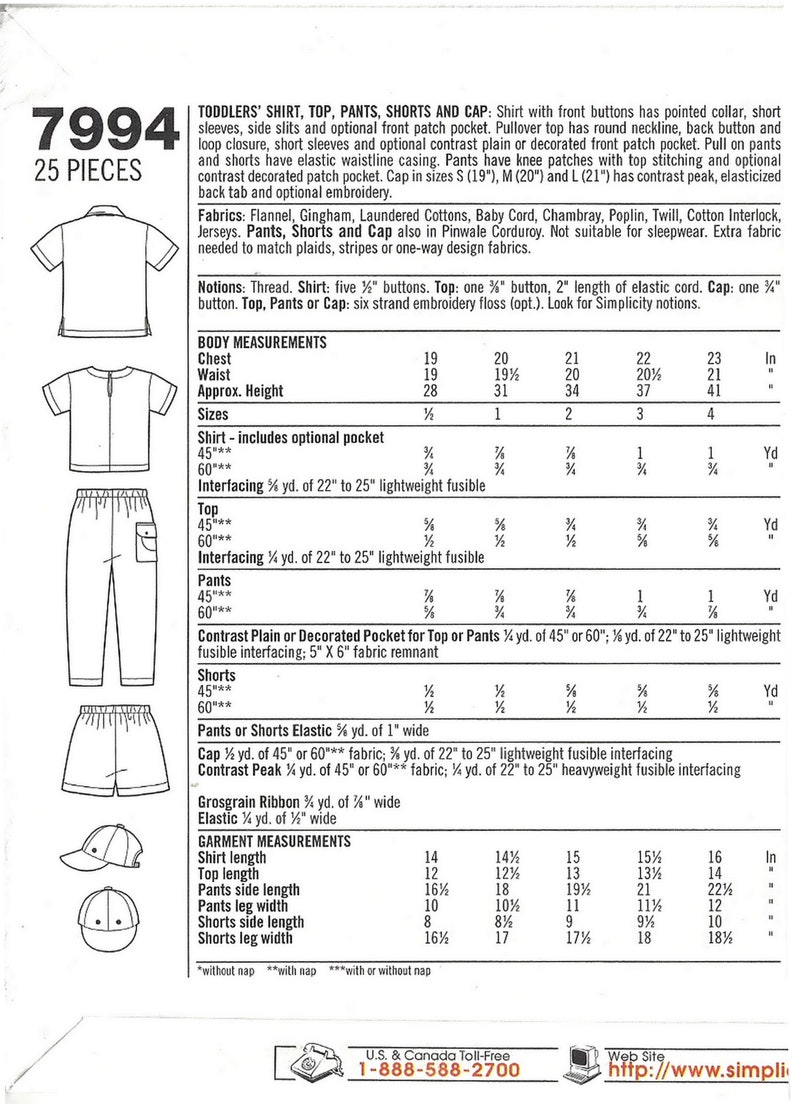Simplicity 7994 Sewing Pattern for Toddlers Button Front Shirt - Etsy