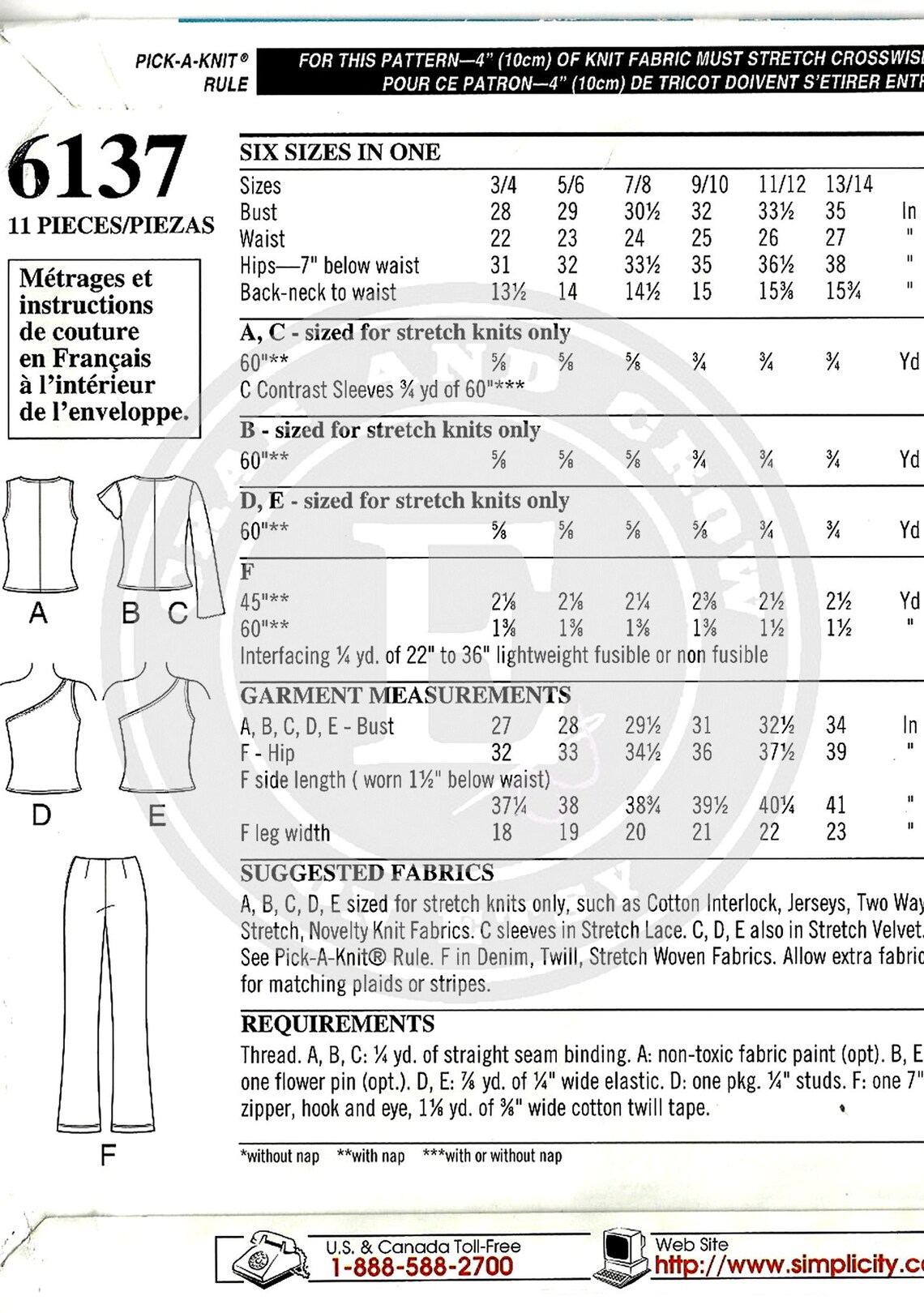 New Look 6137 Sewing Pattern Juniors Easy Set of Knit Tops and - Etsy