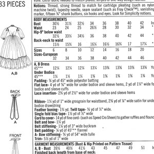 Simplicity 5442 Sewing Pattern Fashion Historian Series Misses Civil ...