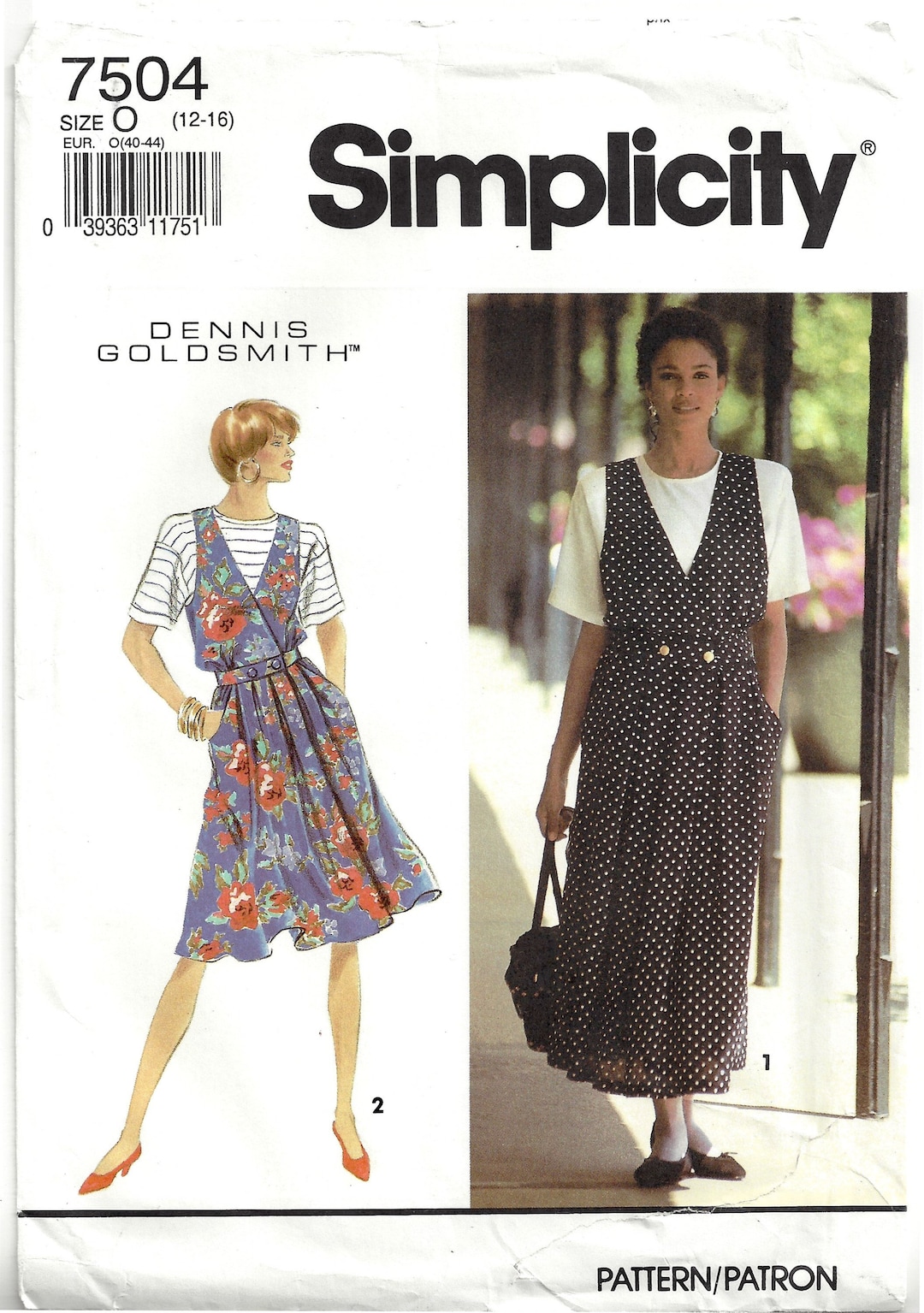 Simplicity 7504 Sewing Pattern Misses Vintage 90s Jumper in Two Lengths ...