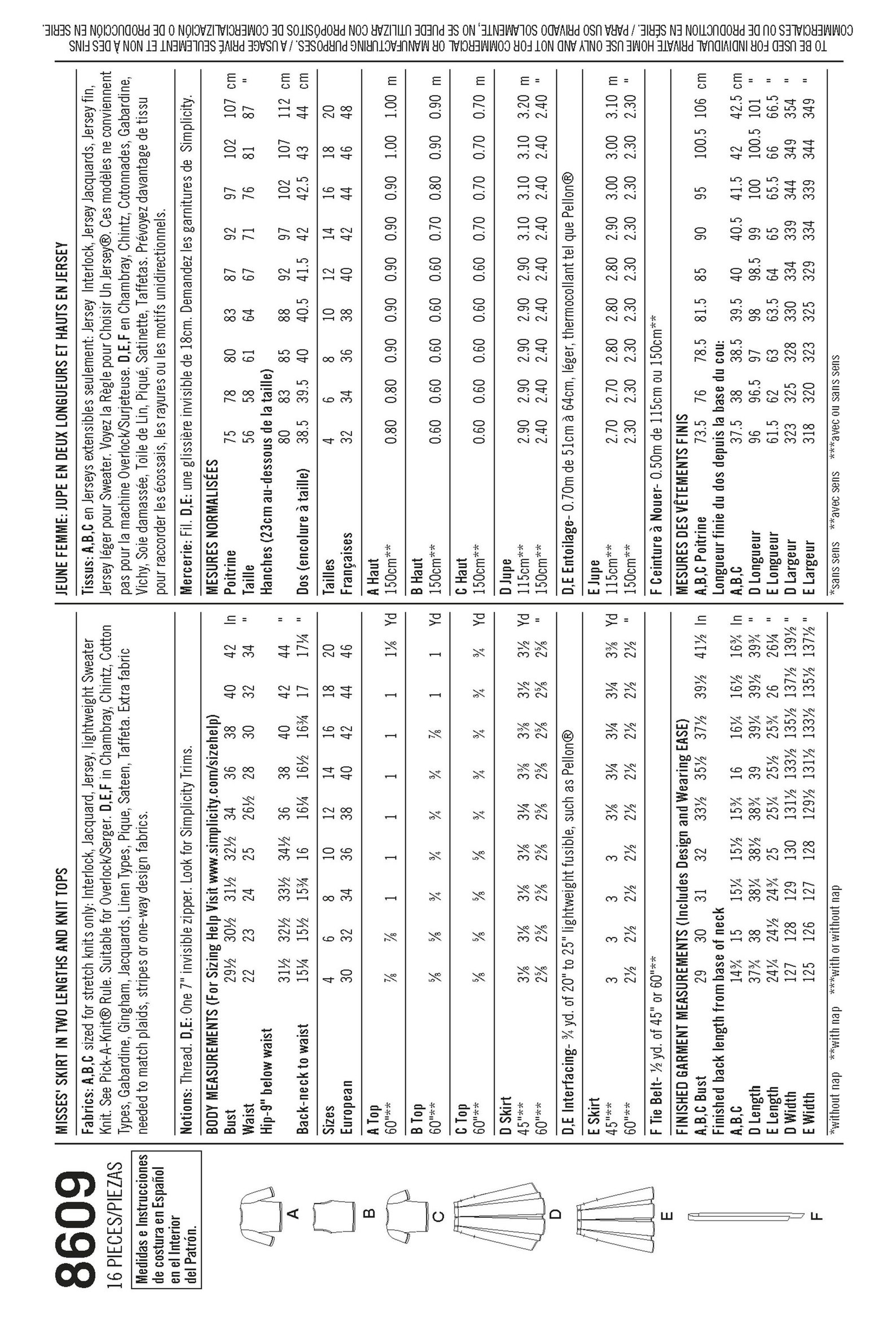 Simplicity 8609 Sewing Pattern Misses Skirt in Two Lengths and - Etsy