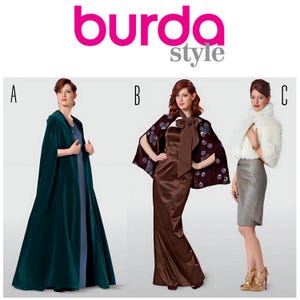 Burda 7154 Sewing Pattern for Misses Formal Cape in Three Lengths With ...