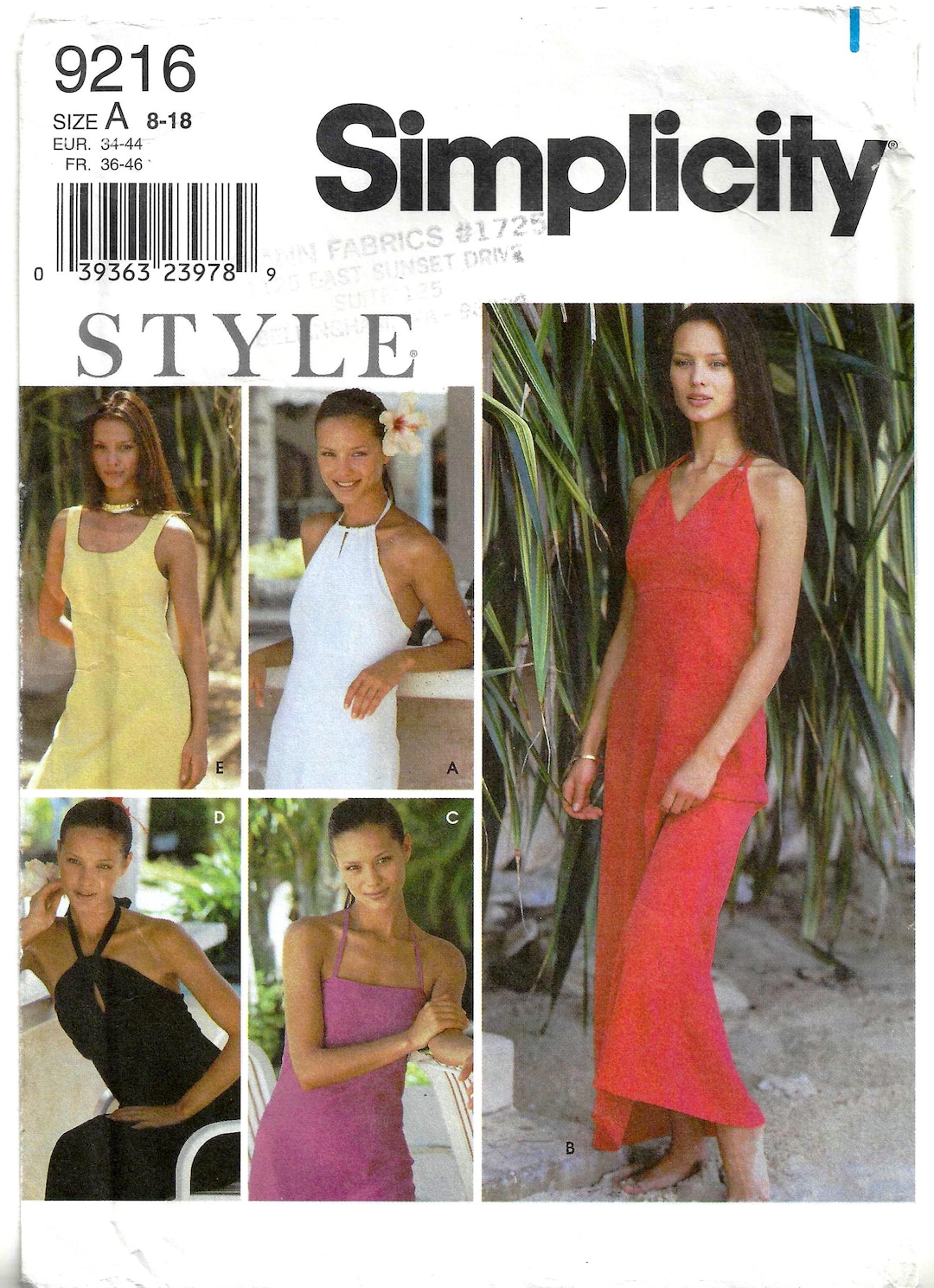 Simplicity 9216 Sewing Pattern Misses Lined Fitted Dresses With Bodice ...