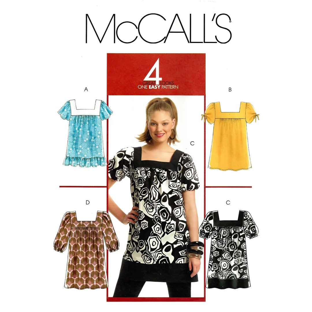 Mccalls M5627 Sewing Pattern Misses Square Neck Tunics Four Great Looks ...