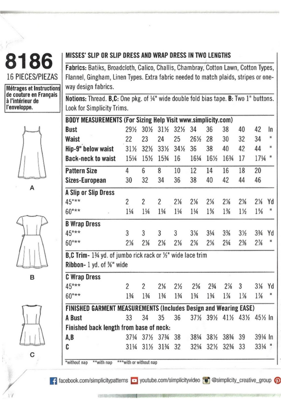Simplicity 8186 Sewing Pattern for Misses Dottie Angel Frock | Etsy