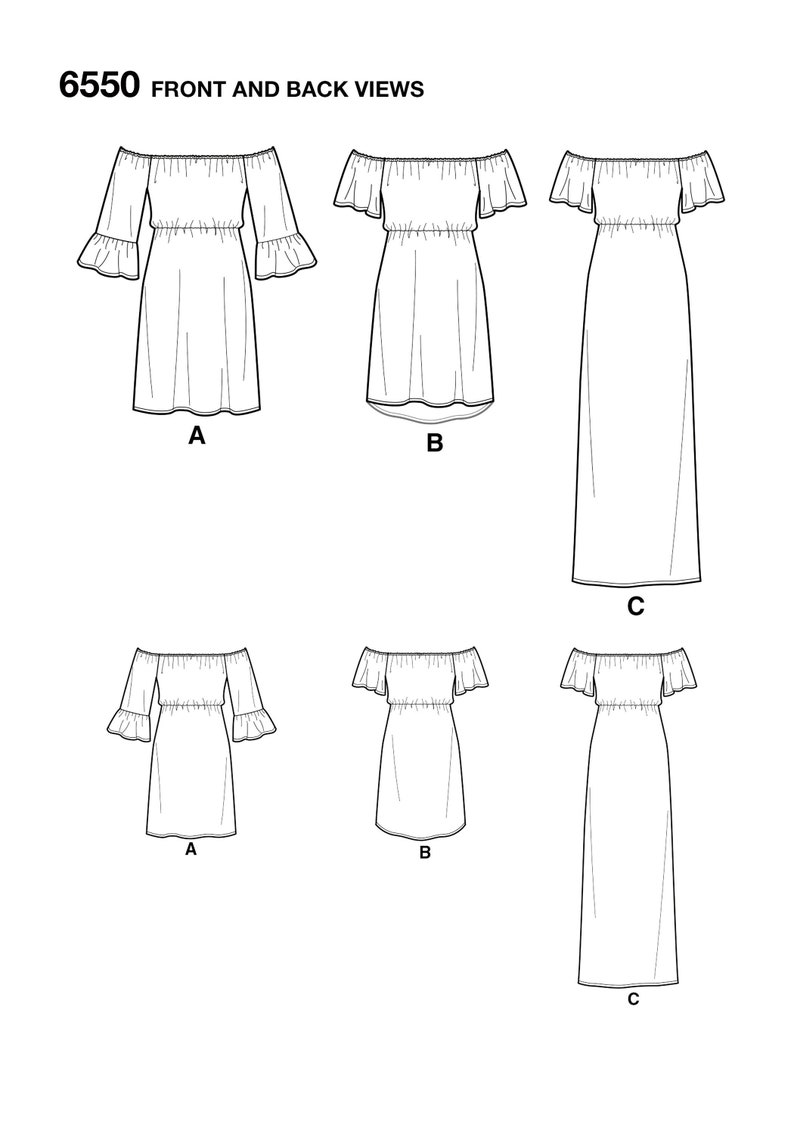 New Look 6550 Sewing Pattern for Misses Easy Off-the-shoulder Dresses ...