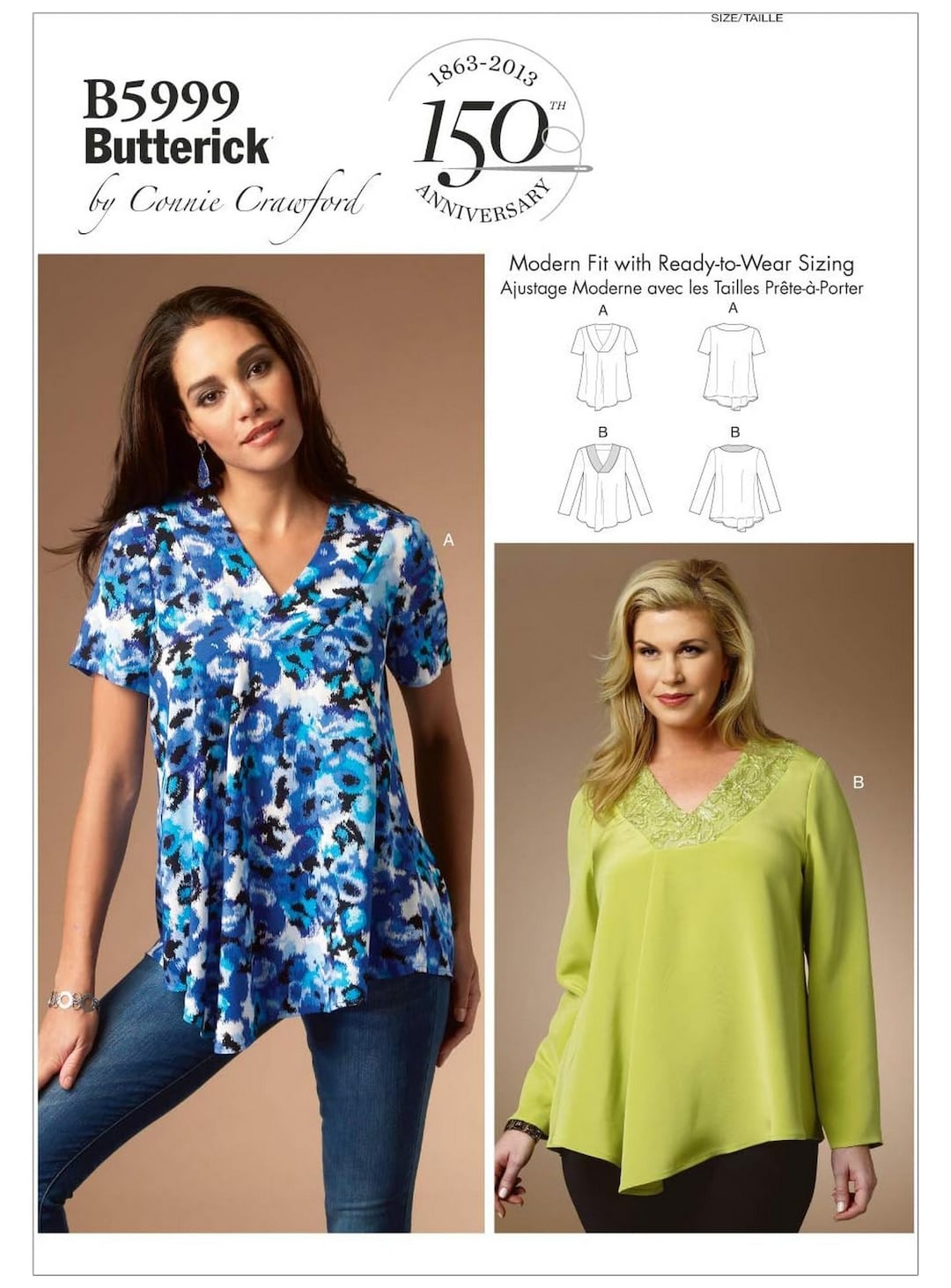 Butterick B5999 Sewing Pattern Misses Pullover Top With Overlap Pleat ...