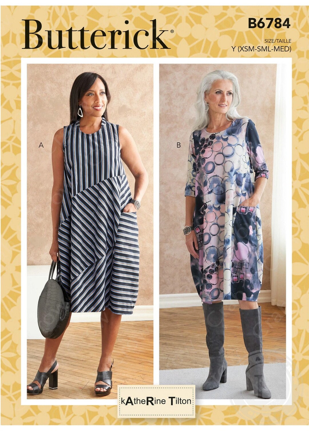 Butterick B6784 Sewing Pattern Misses Asymmetrical Seamed Dress With ...