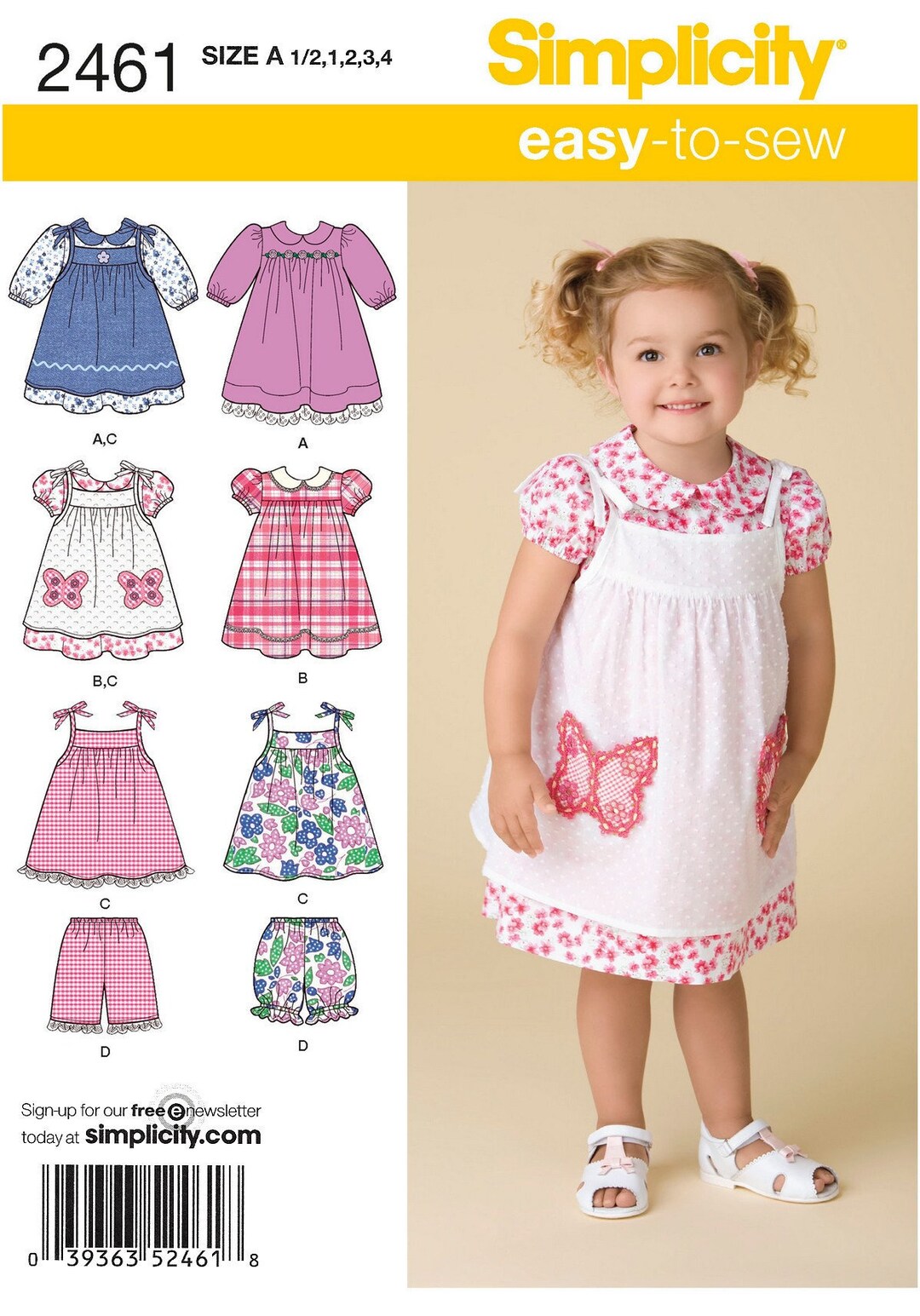 Simplicity 2461 Sewing Pattern for Toddlers Easy to Sew Dress Pinafore ...