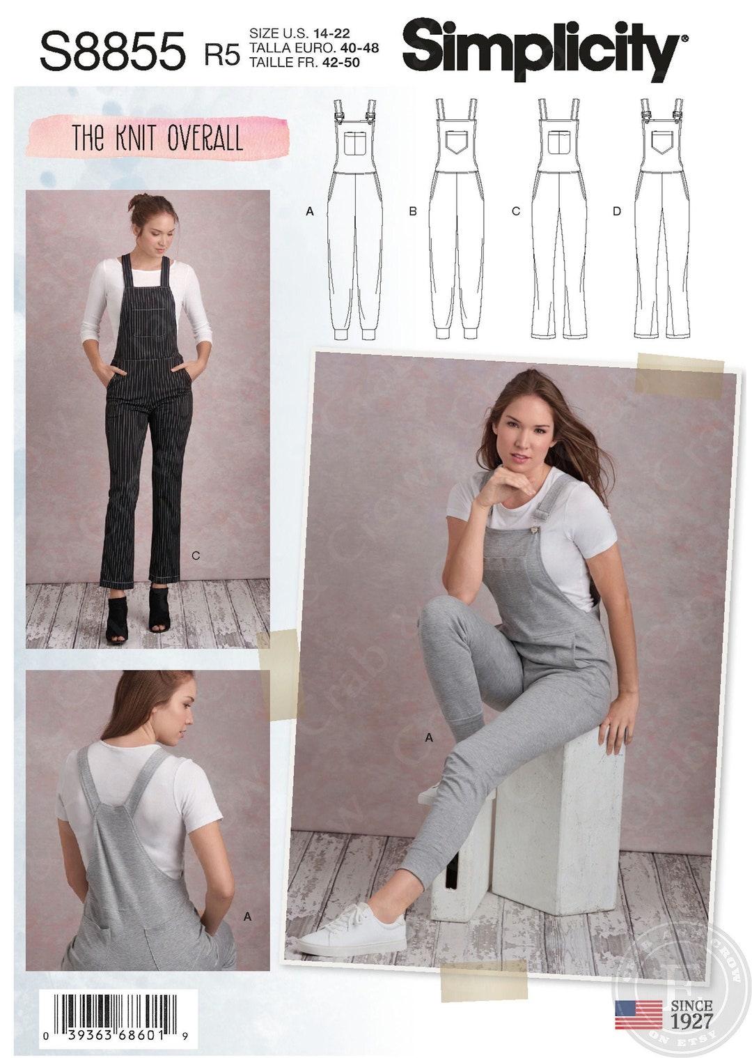 Simplicity S8855 Sewing Pattern the Knit Overall Misses Knit Overalls ...