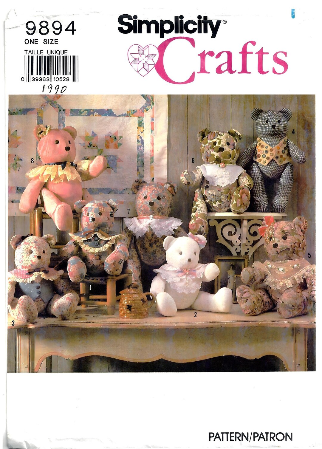 Simplicity 9894 Sewing Pattern for Stuffed Decorative Bear in Two Sizes ...