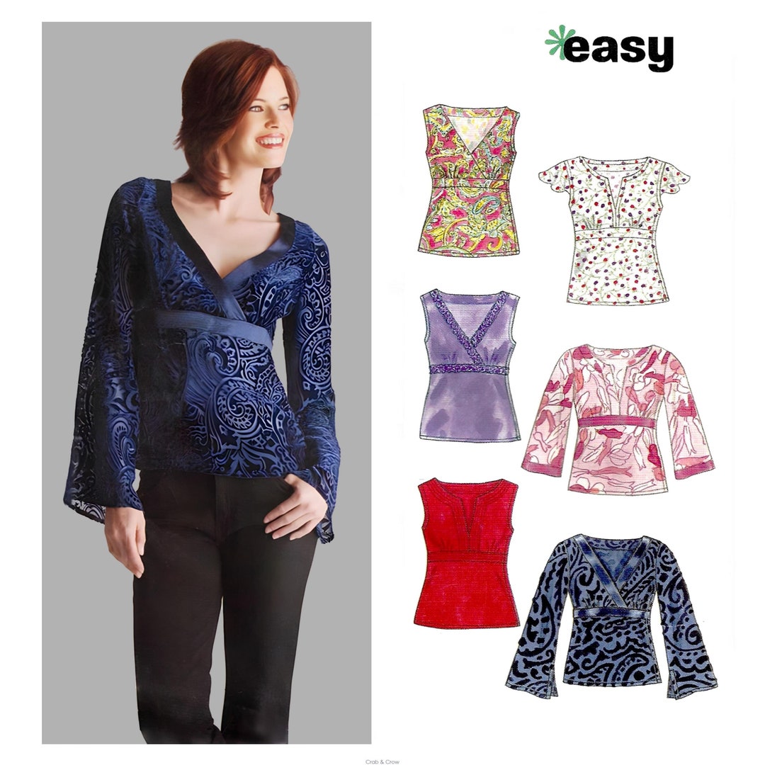 New Look 6515 Sewing Pattern Misses Raised Waist Tops With Sleeve and ...