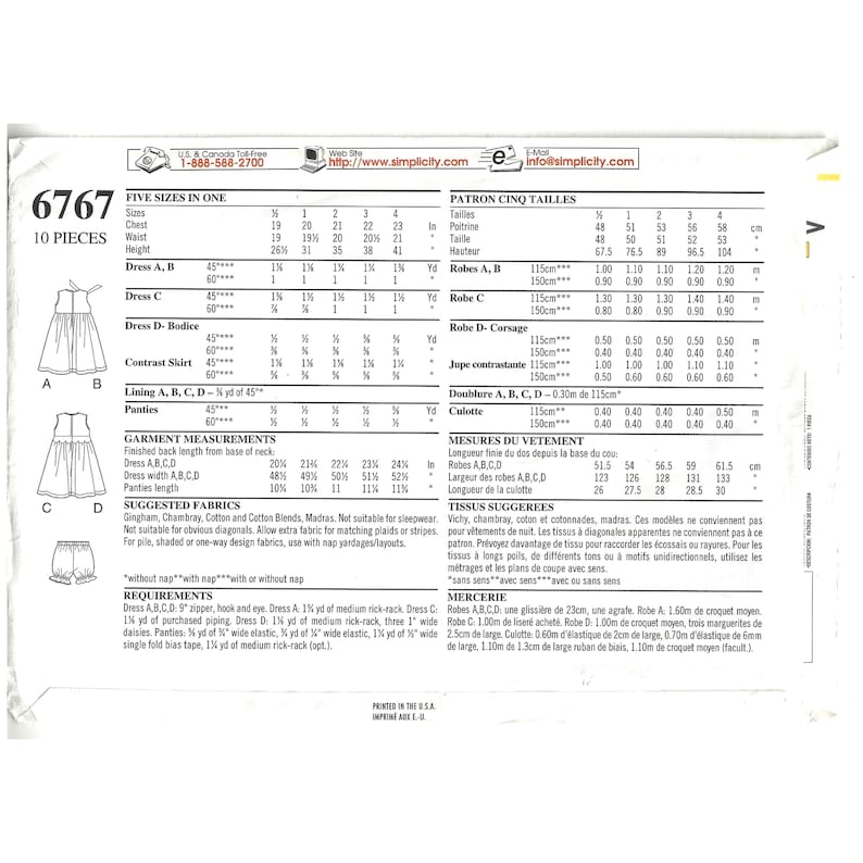 New Look 6767 Sewing Pattern for Toddlers Sleeveless Dresses With ...