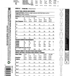 Mccalls M7122 Sewing Pattern Misses Raglan Tunic Dresses and Leggings ...