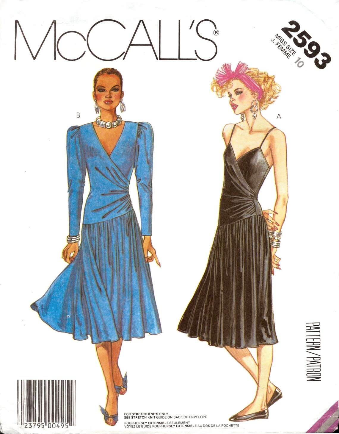 Mccalls 2593 Sewing Pattern Misses Vintage 80s Surplice Bodice - Etsy