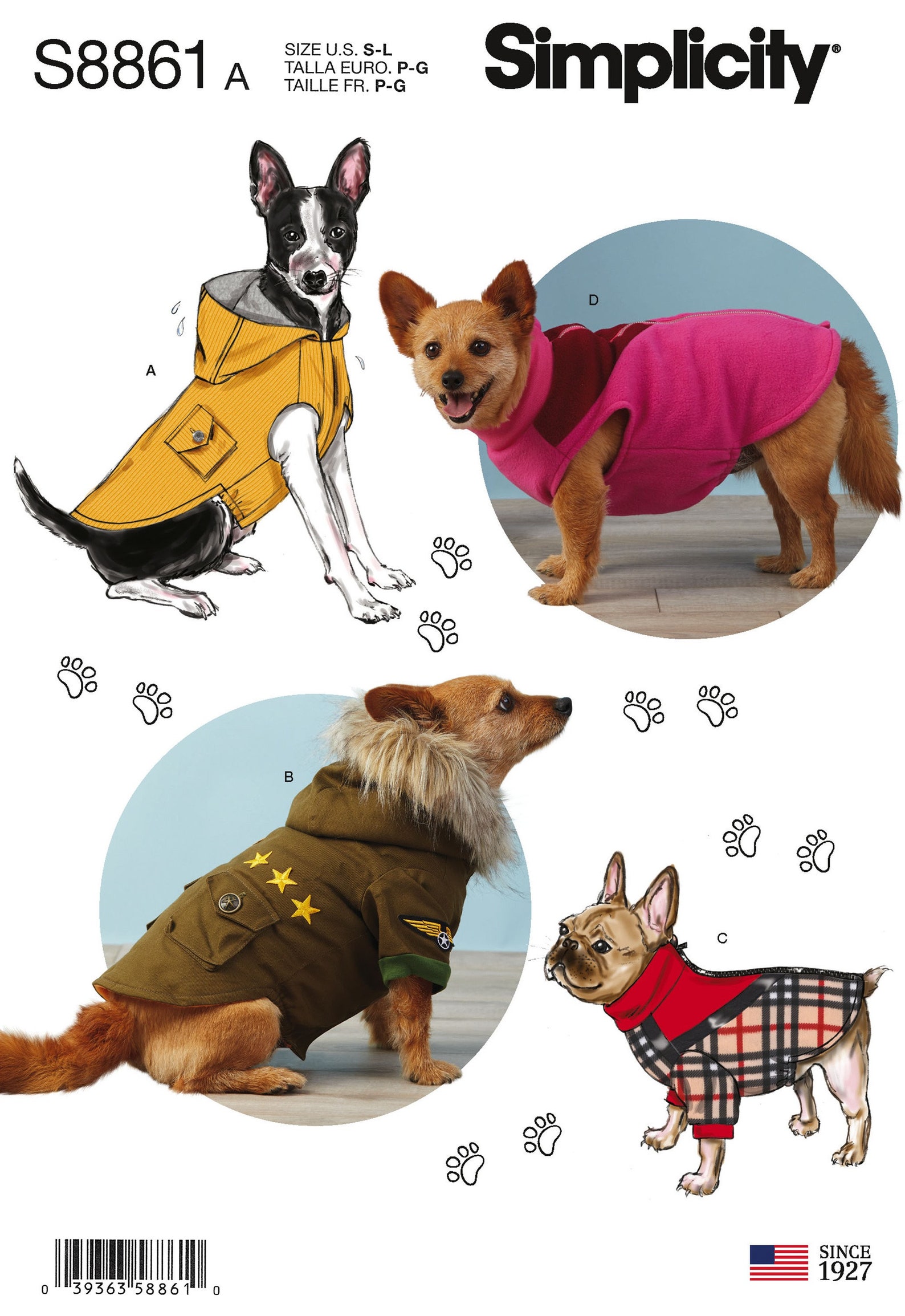 Simplicity S8861 Sewing Pattern for Dog Coats Sz S-L Uncut - Etsy