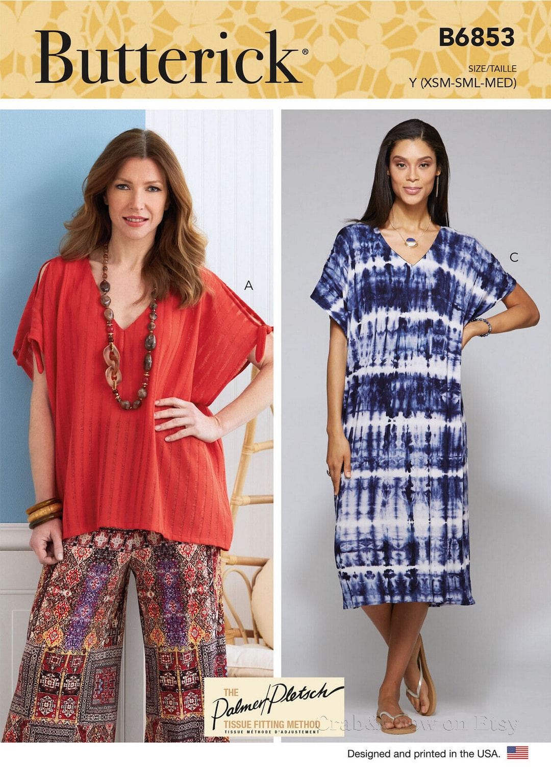 Butterick B6853 Sewing Pattern Misses V-neck Pullover Tunic and Dresses ...