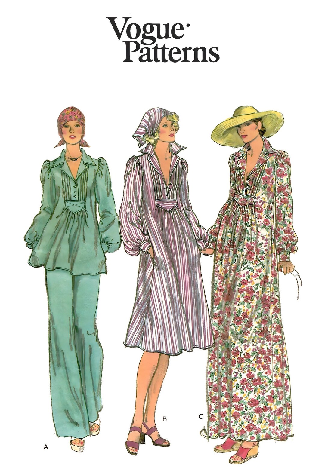 Vogue 9239 Sewing Pattern Misses Vintage 70s Pullover Tunic Top or ...