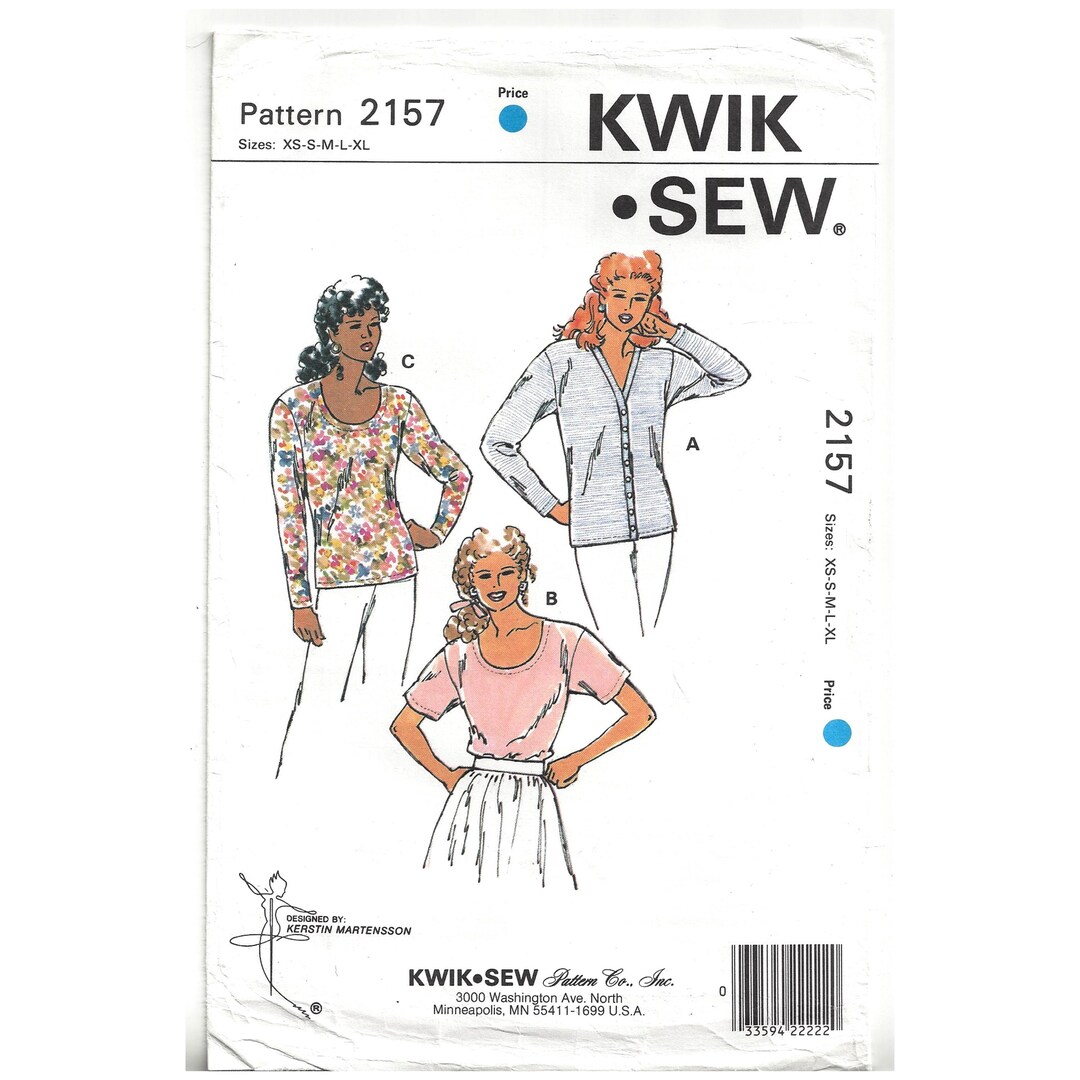 Kwik Sew 2157 Sewing Pattern Misses Vintage 90s Extended Shoulder Knit ...