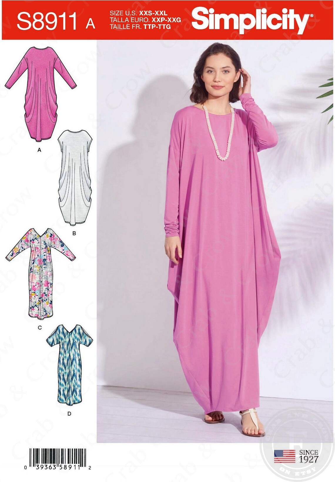 Simplicity S8911 Sewing Pattern Misses Knit Caftans with | Etsy