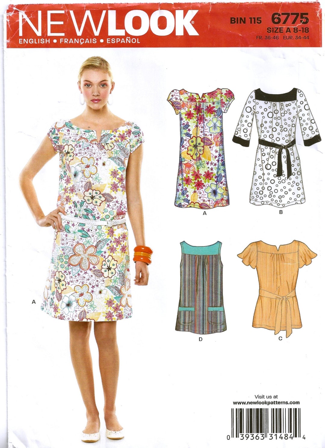 New Look 6775 Sewing Pattern for Misses Pullover Tunic Dresses or Tops ...