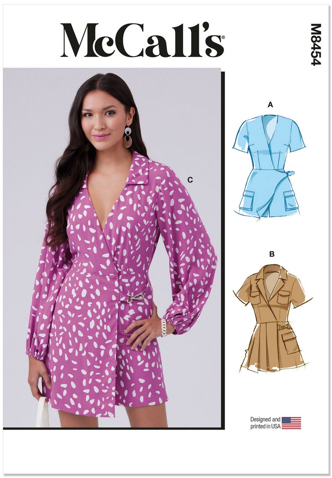 Mccalls M8454 Sewing Pattern Misses Wrap Front Romper With Sleeve ...