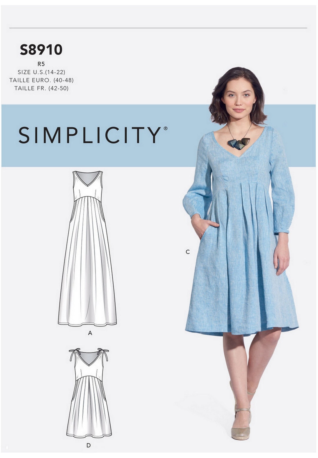 Simplicity S8910 Sewing Pattern Misses Dress With Length and Sleeve ...