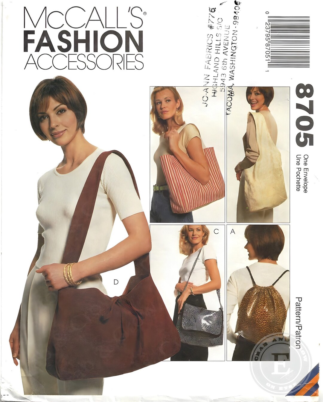 Mccalls 8705 Sewing Pattern for Set of Bags Carry Tote Backpack ...